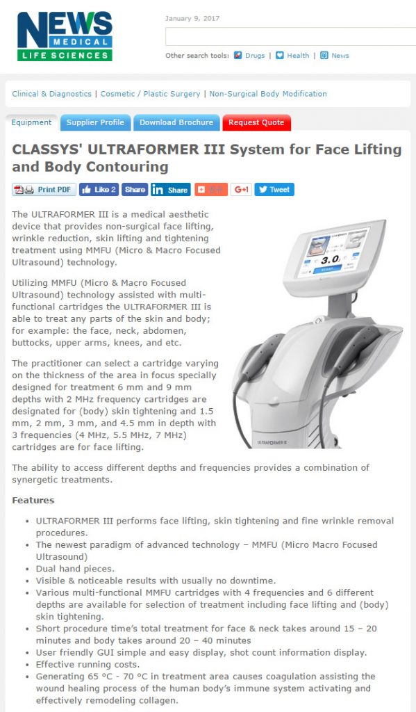 CLASSYS' ULTRAFORMER III System for Face Lifting and Body Contouring | ULTRAFORMER